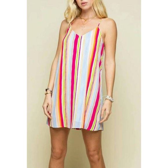 Style Rack | Dresses | Newstyle Rack Multi Color Stripe Tank Dress In ...
